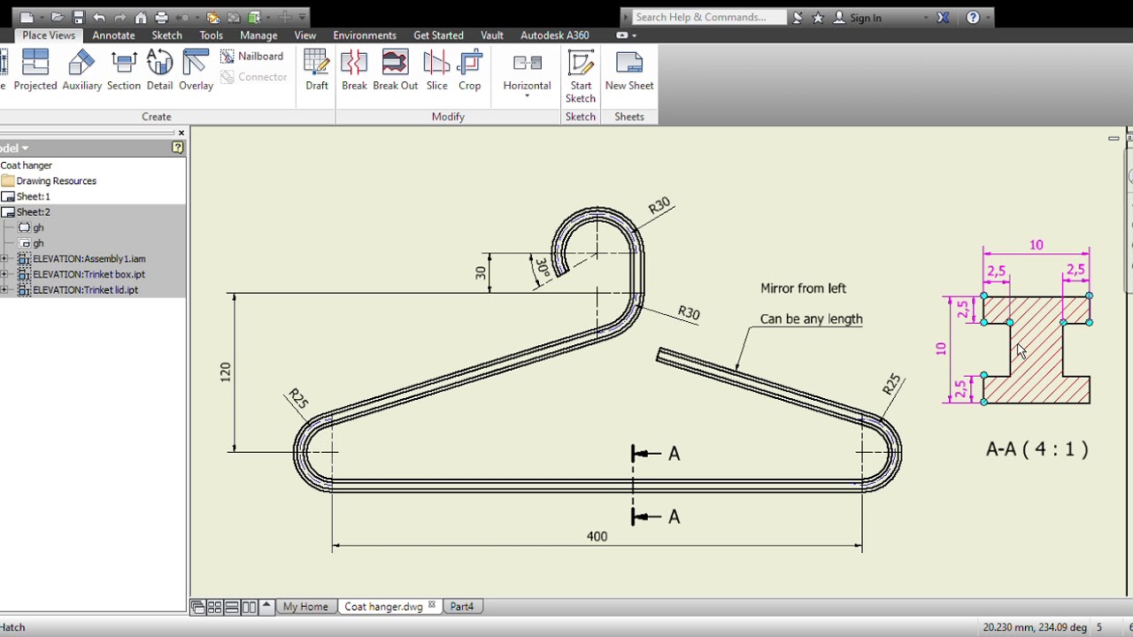 Creating path for hanger - YouTube