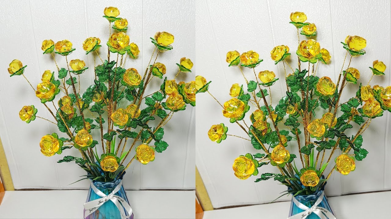 merangkai bunga mawar kristal dari bahan akrilik - YouTube
