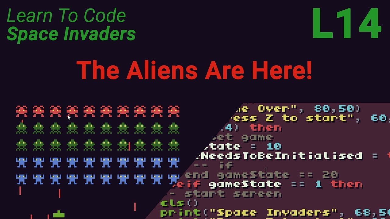 Space Invaders Lesson 14 - The Aliens Are Here - YouTube