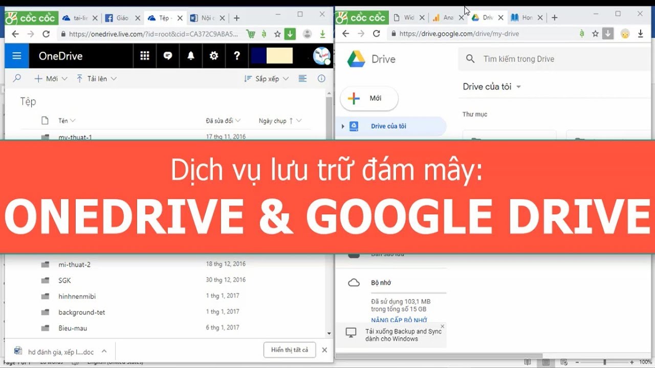 Dịch vụ lưu trữ đám mây onedrive va google drive miễn phí - YouTube
