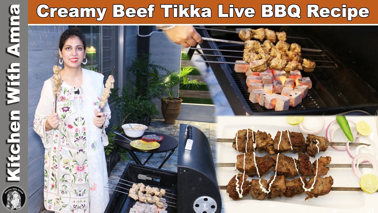 Creamy Beef Tikka Live BBQ Recipe by Kitchen With Amna - YouTube
