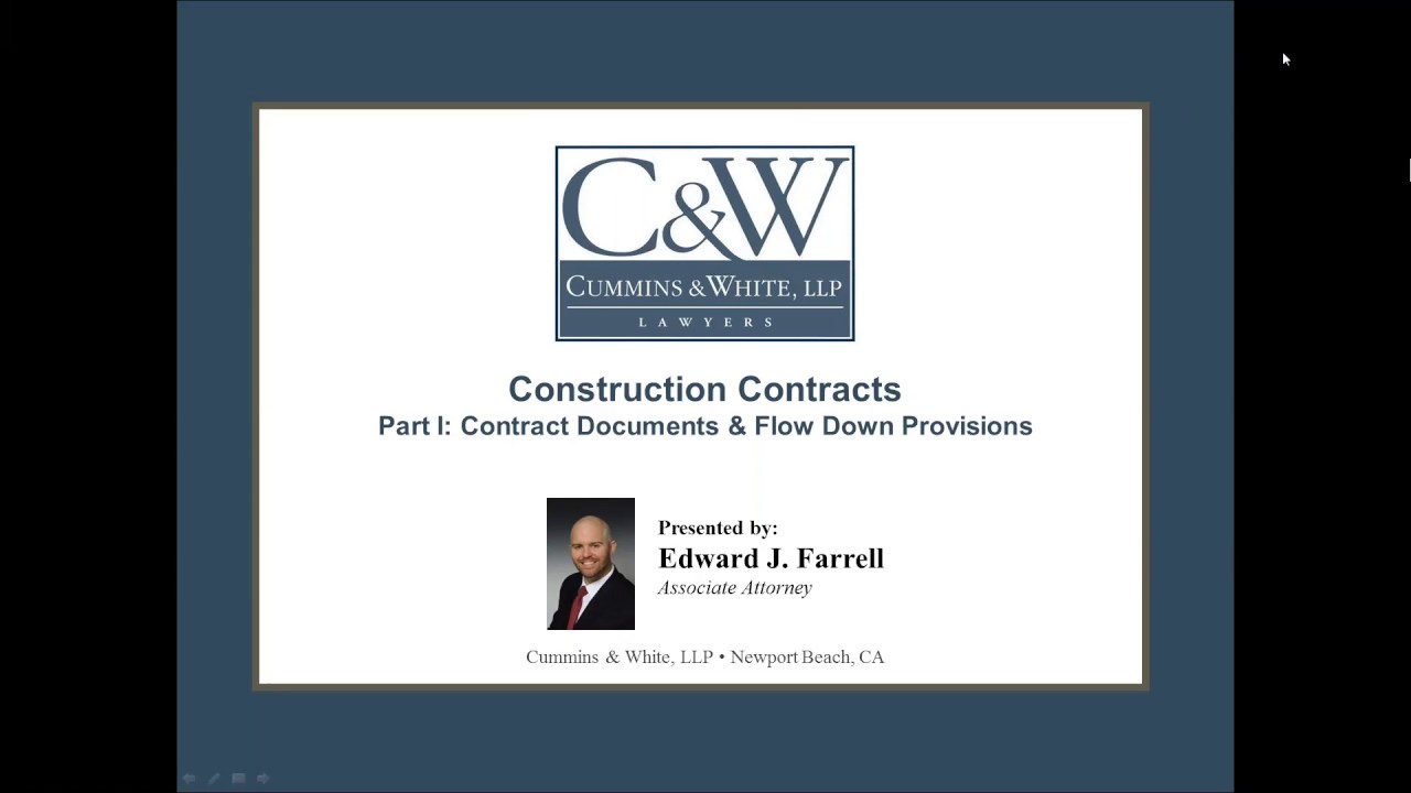 Construction Contracts - Part 1 (Contract Documents and Flow Down ...