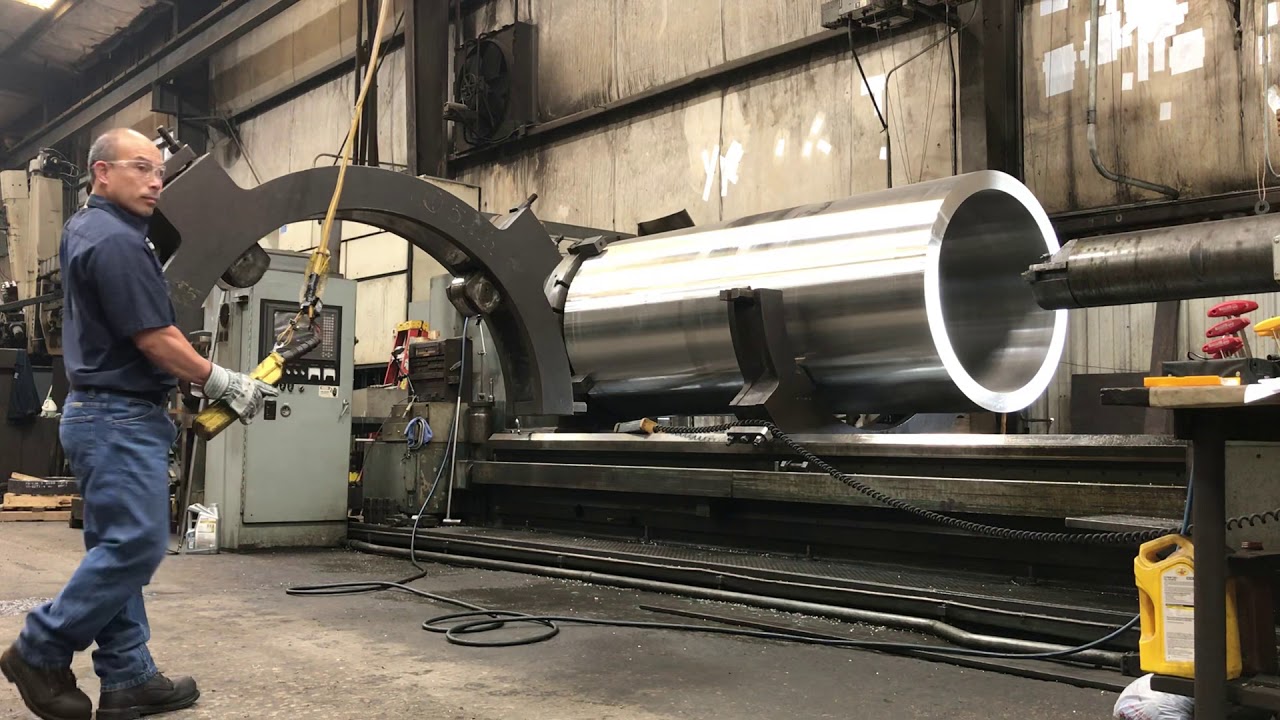 Big engine lathe set up - YouTube