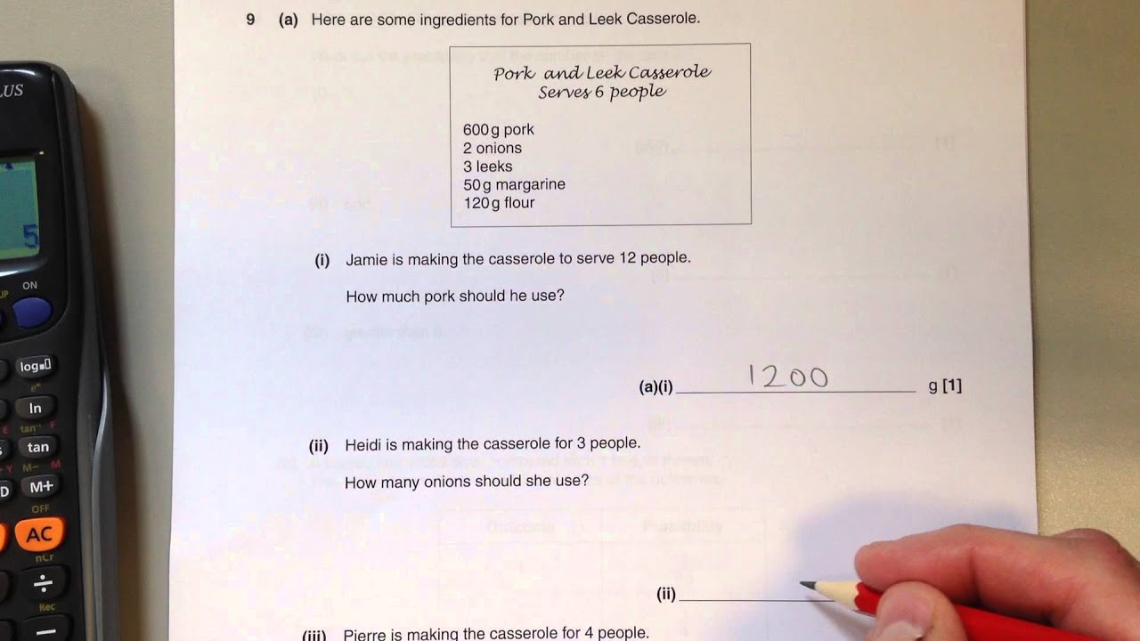 OCR GCSE Maths Paper 2 Revision RECIPES QUESTION - YouTube