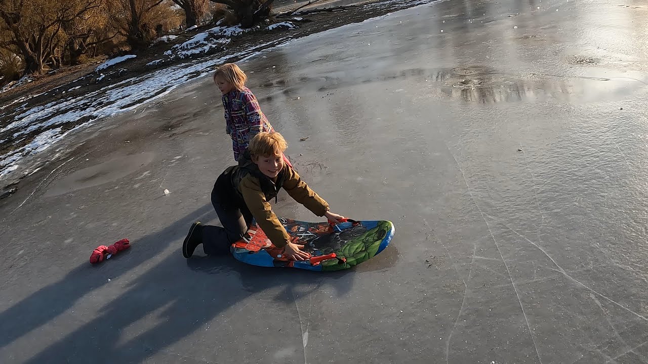 FROZEN ADVENTURE. Riding our scooters on ICE #winter #ice #fun - YouTube