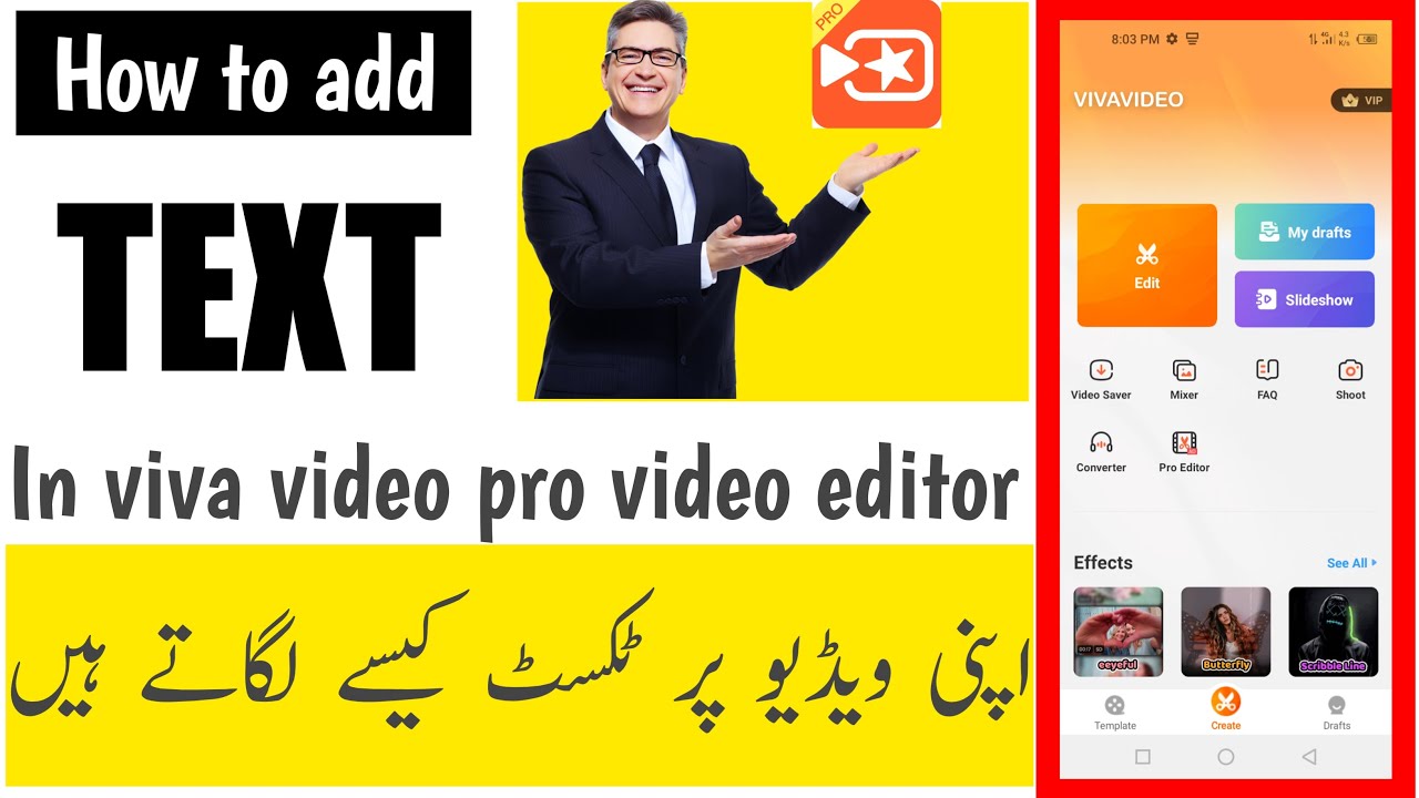 How to add text in our video with vivavideo pro video editor - YouTube