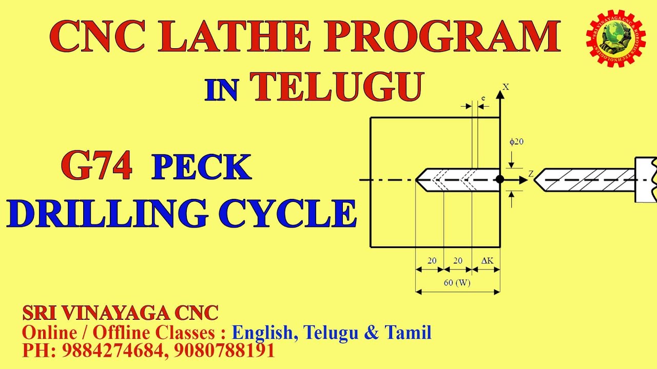 CNC LATHE PECK DRILLING CYCLE G74 – CNC TRAINING IN TELUGU - CNC IN ...