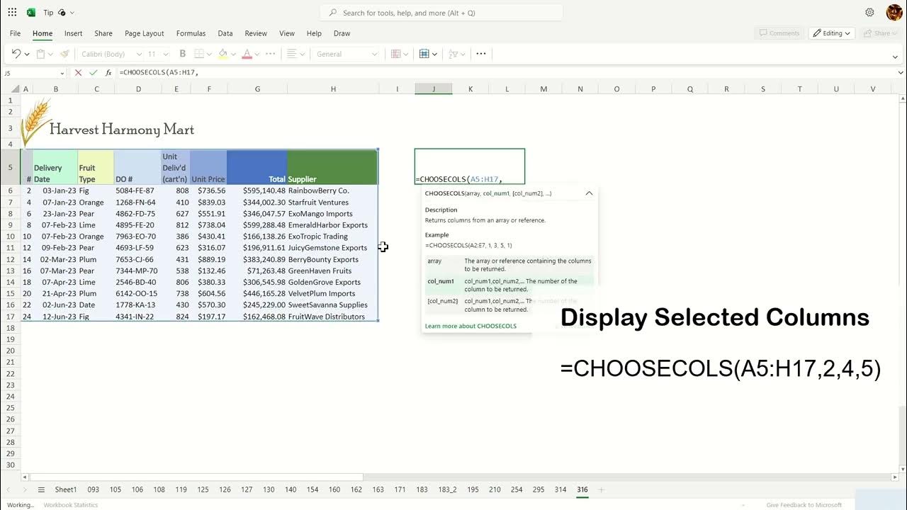 Display only selected columns in Excel - Excel Tips and Tricks - YouTube