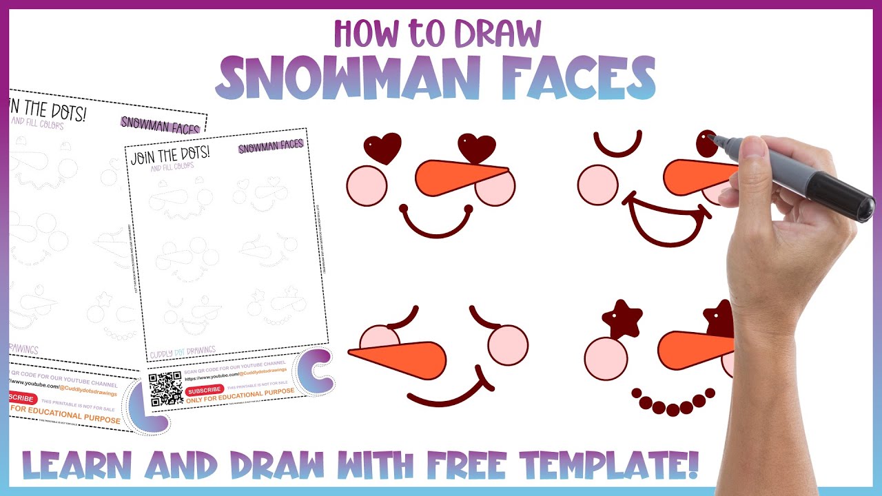 How to Draw Snowman Faces - Free Dot to Dot ☃️ Connect the Dots ...