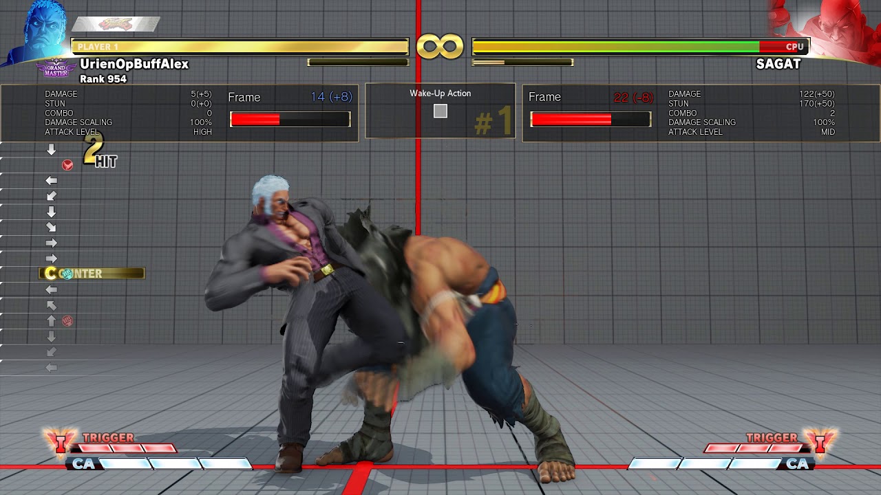 Urien headbutt loop on Sagat ex DP - YouTube