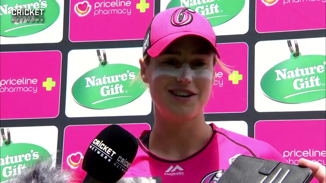 Sydney Sixers captain Ellyse Perry speaks after they won their WBBL ...