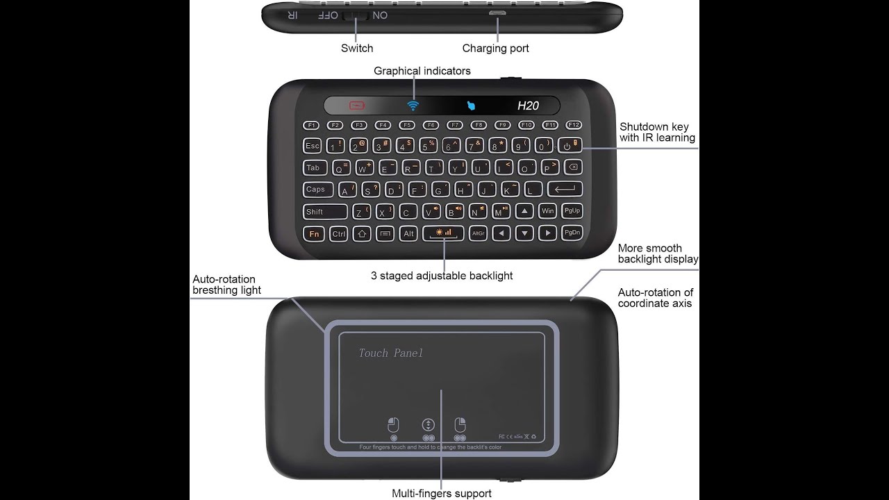 ILEBYGO 2 4Ghz H20 Mini Wireless Keyboard and Touchpad Mouse Combo7 If ...