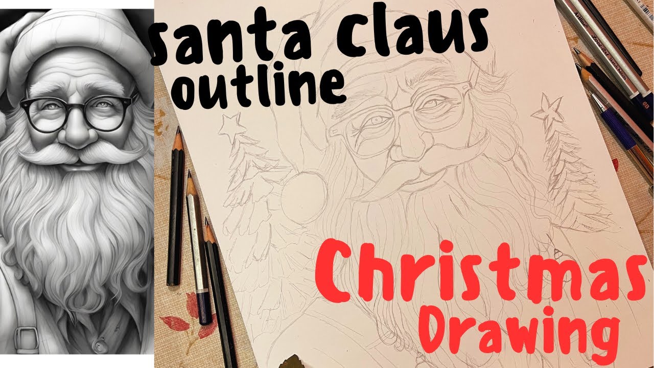 Santa Claus Outline Drawing Tutorial / Loomis Method Christmas Drawing ...