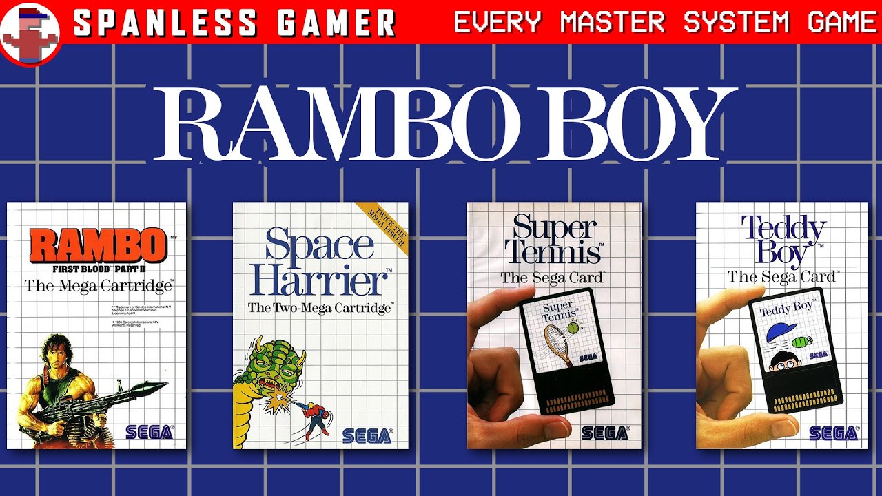 Rambo, Space Harrier, Super Tennis, and Teddy Boy on the Sega Master ...