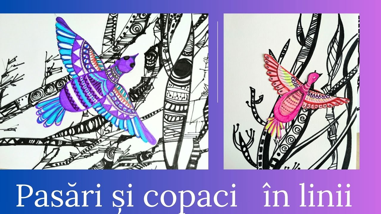 AVAP l How To draw birds/ tree | Tutorial | CUM SA DESENAM PASARI ...