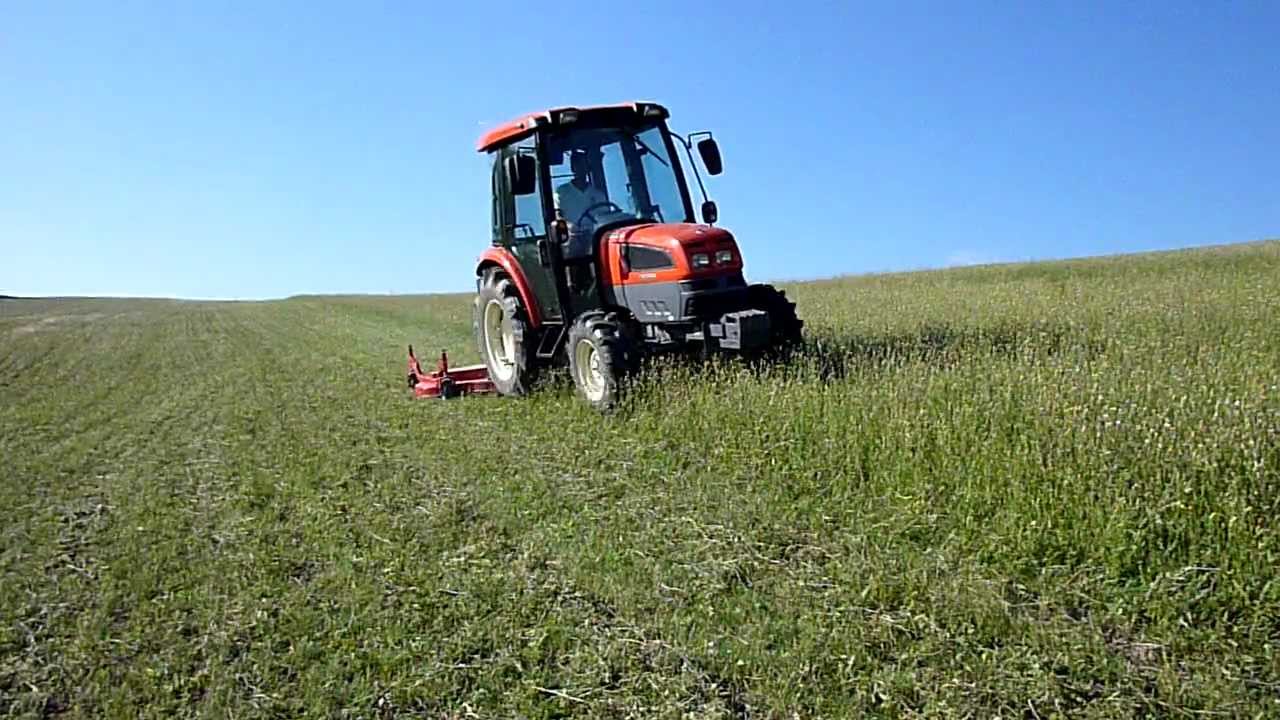 Kioti EX50 with large lawn mower - YouTube