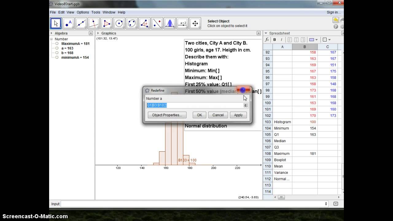 GeoGebra Introduction Basic statistics - YouTube