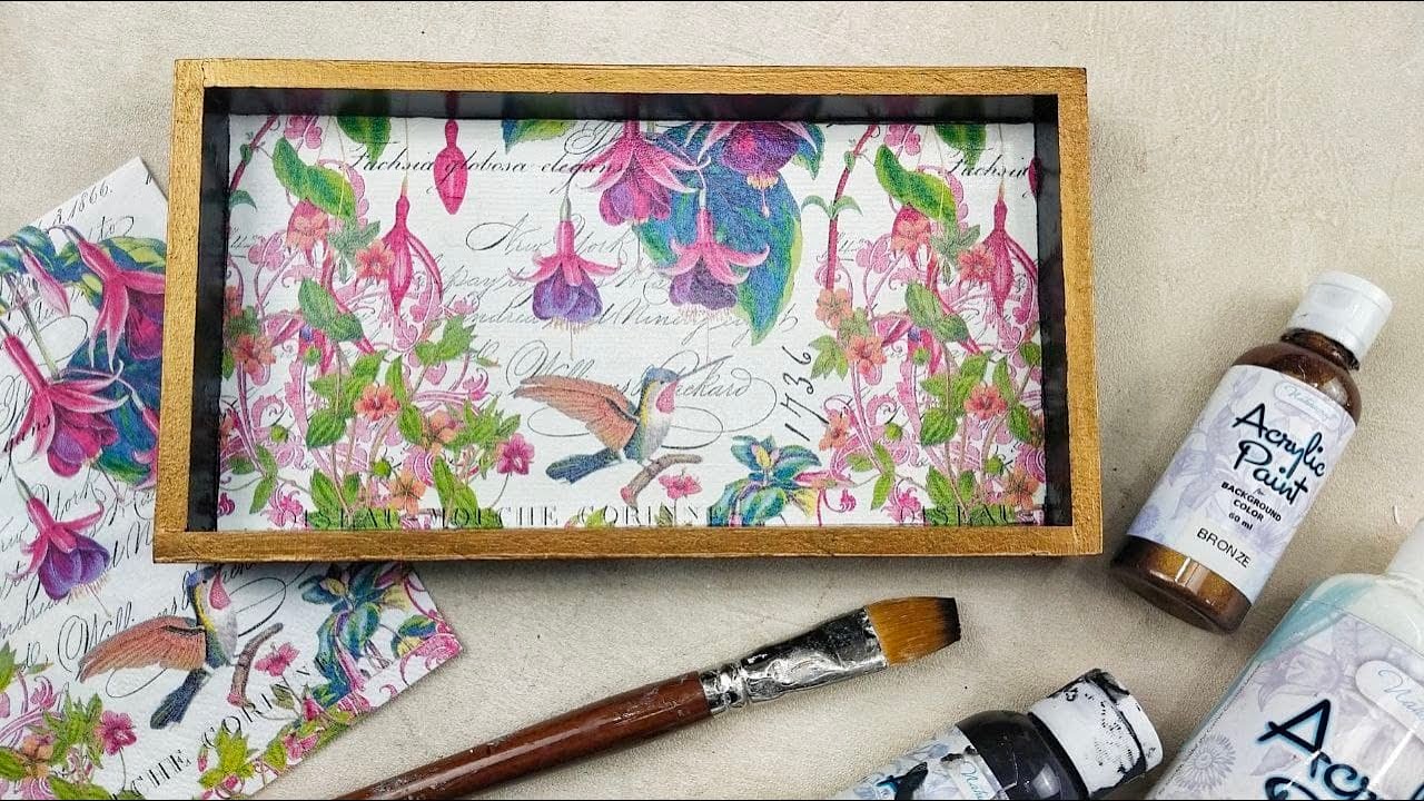 How To Decoupage On Tray - YouTube