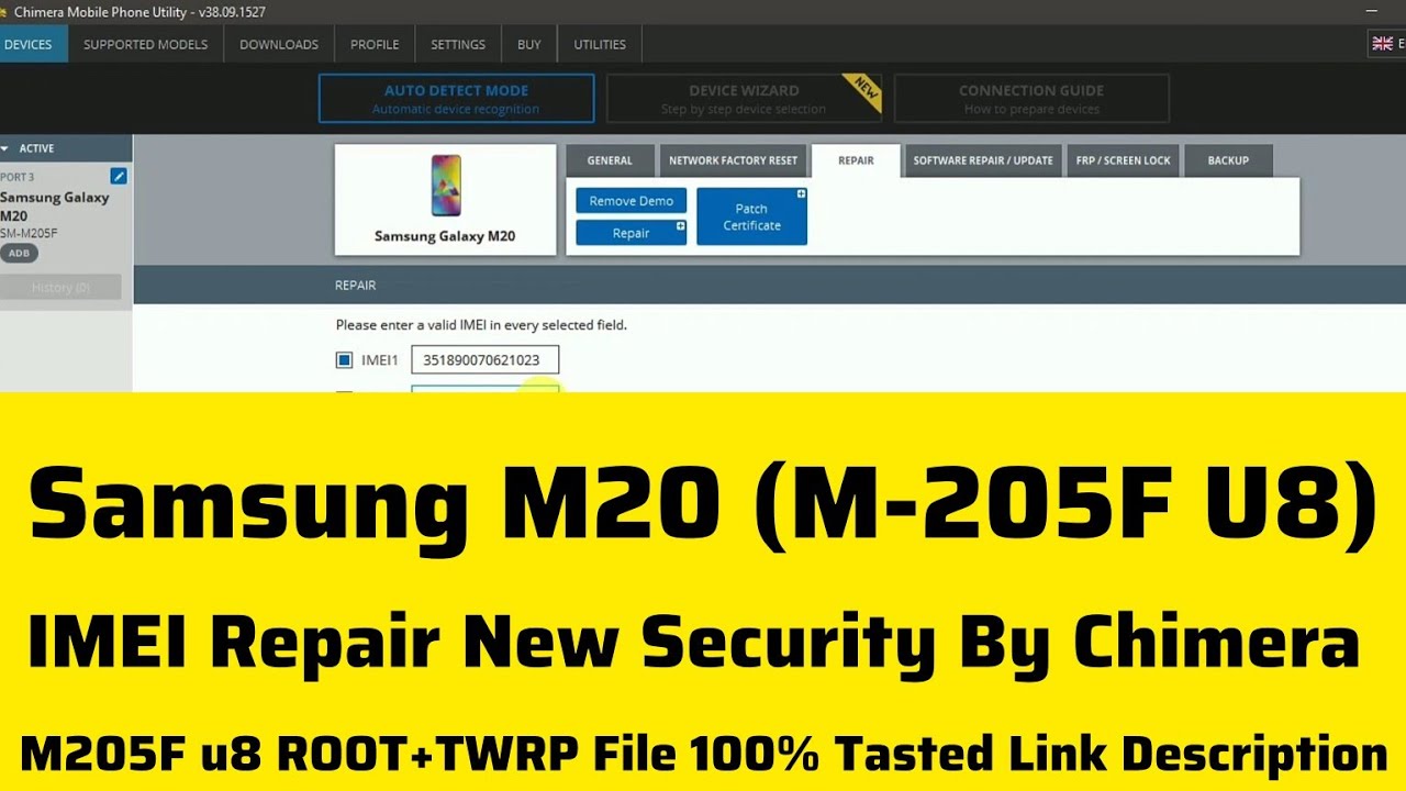 Samsung M20 (M205F U8) Imei Repair New Security by Chimera | M205F Root ...