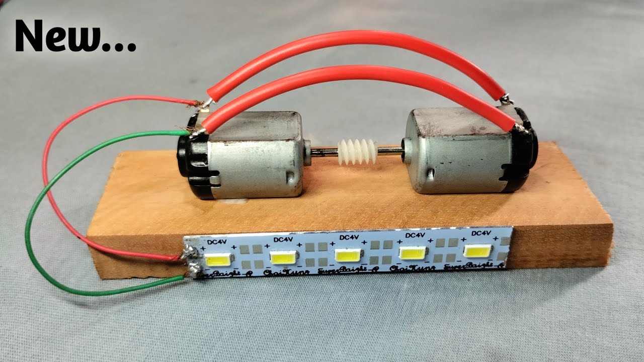 Free Energy Generator with two DC motor & LED Light at Home - YouTube