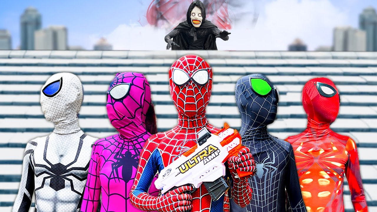 PRO 5 SUPERHERO TEAM ( ALL ACTION STORY 1 ) || Spider-Man RED , WHITE ...