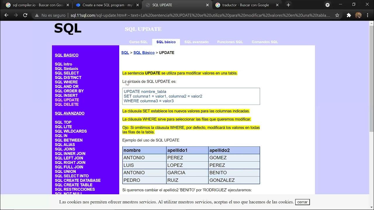 USO DEL UPDATE EN SQL - YouTube