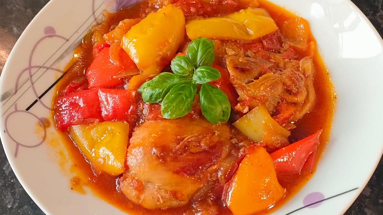 Pui cu ardei (peperonata) - YouTube