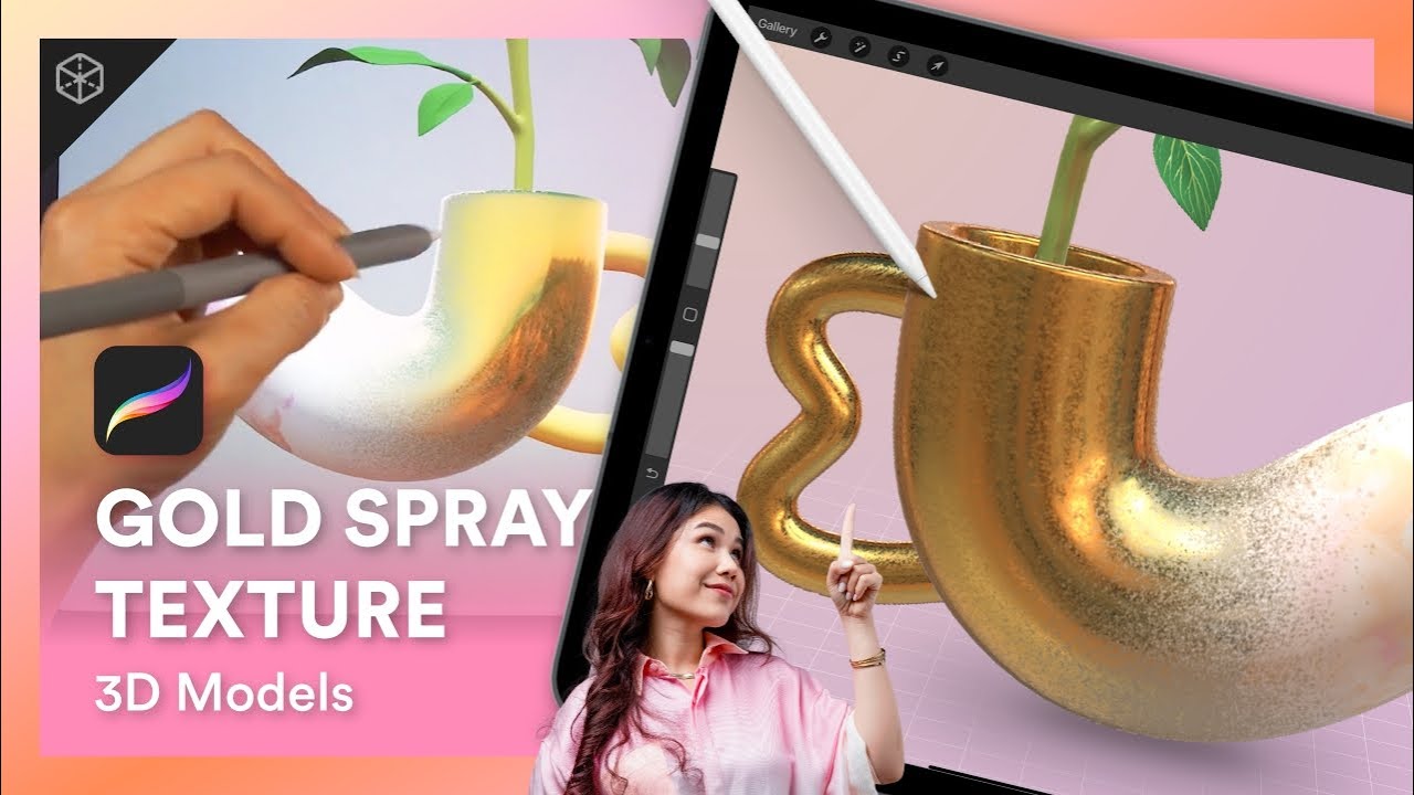 Adding Gold Spray Texture: Uncover How to use 3D in Procreate! 🎨 - YouTube