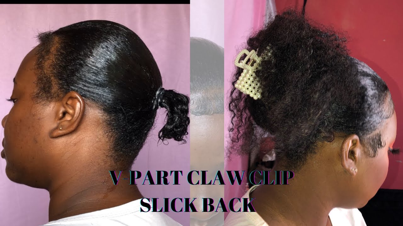 V-Part Claw Clip Slickback Hairstyle On Short Hair - YouTube