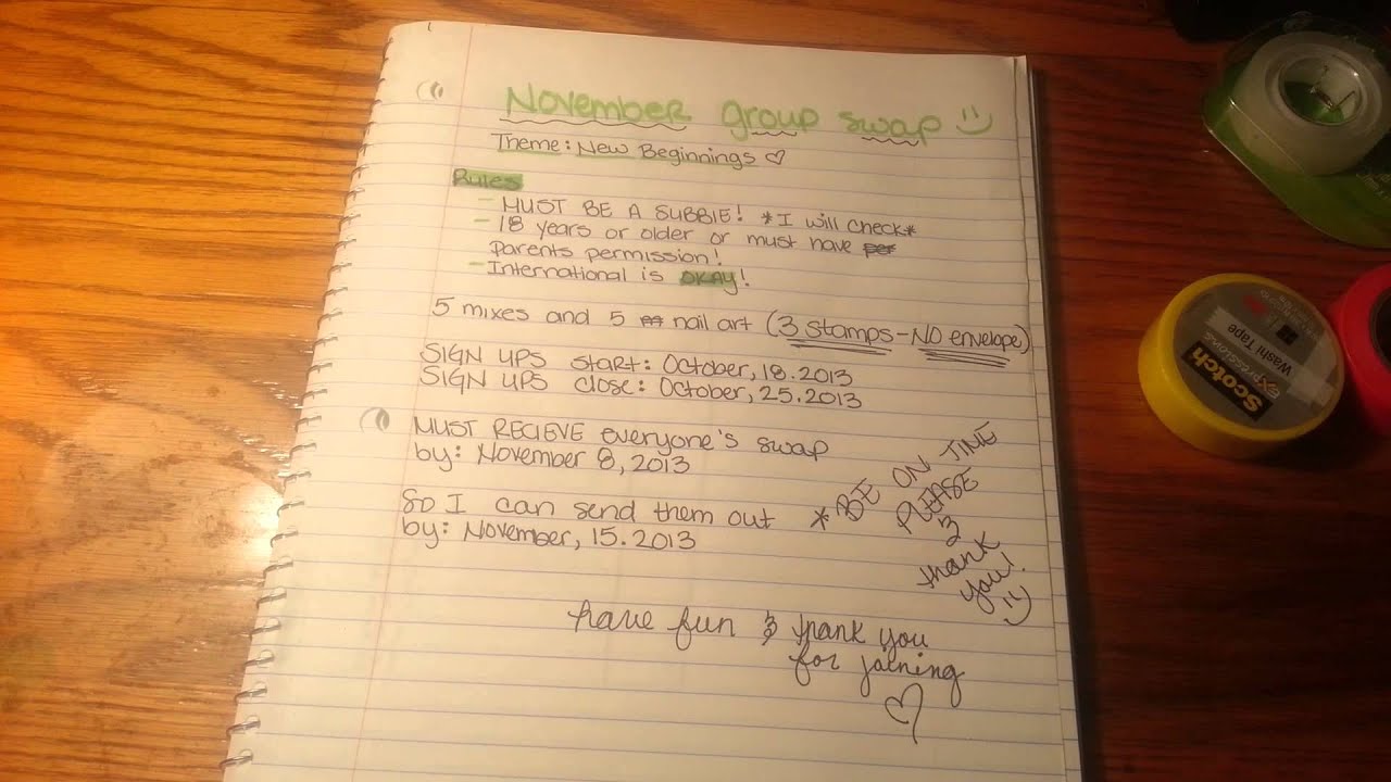 November Group Swap ! SIGN UPS (Open) - YouTube