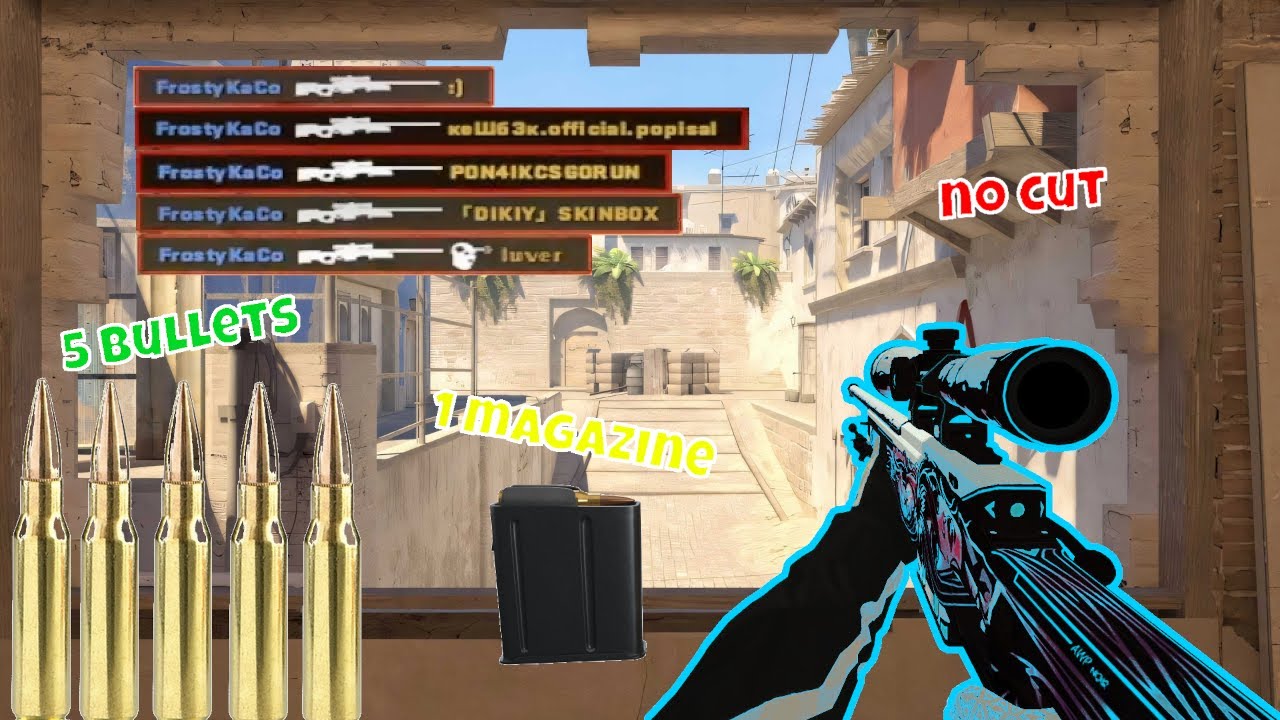 AWP ACE 5 BULLETS, NO RELOAD, NO CUT#cs2 #highlight #skills - YouTube