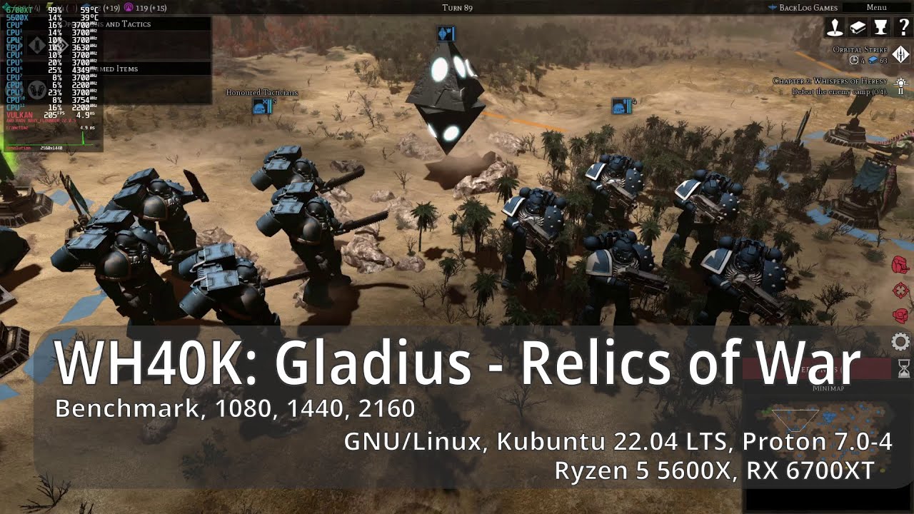 Warhammer 40,000 : Gladius - Relics of War, Proton 7.0-4 Linux , Benchmark - YouTube