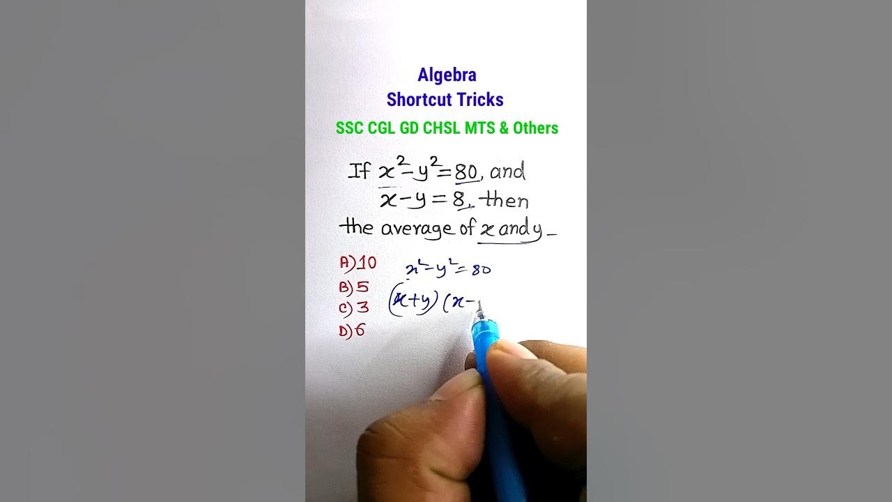 Algebra Shortcuts/ Tricks / Solutions ||Algebra Tricks| Math for SSC ...