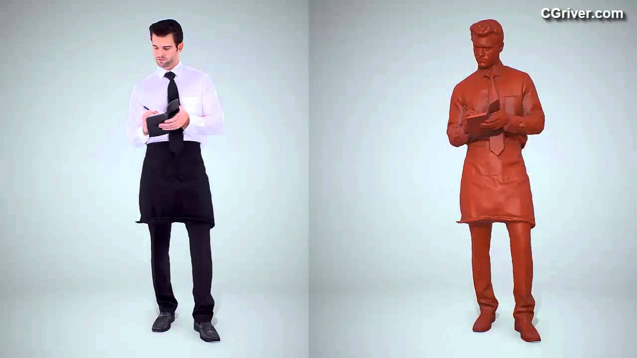 3D Human Model: Realistic Waiter for 3ds Max, Cinema 4D, SketchUp ...