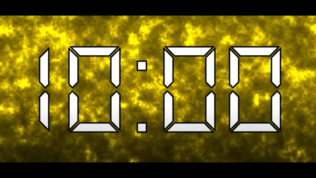 Ten minute timer, Yellow background green screen (atmosphere). Contador ...