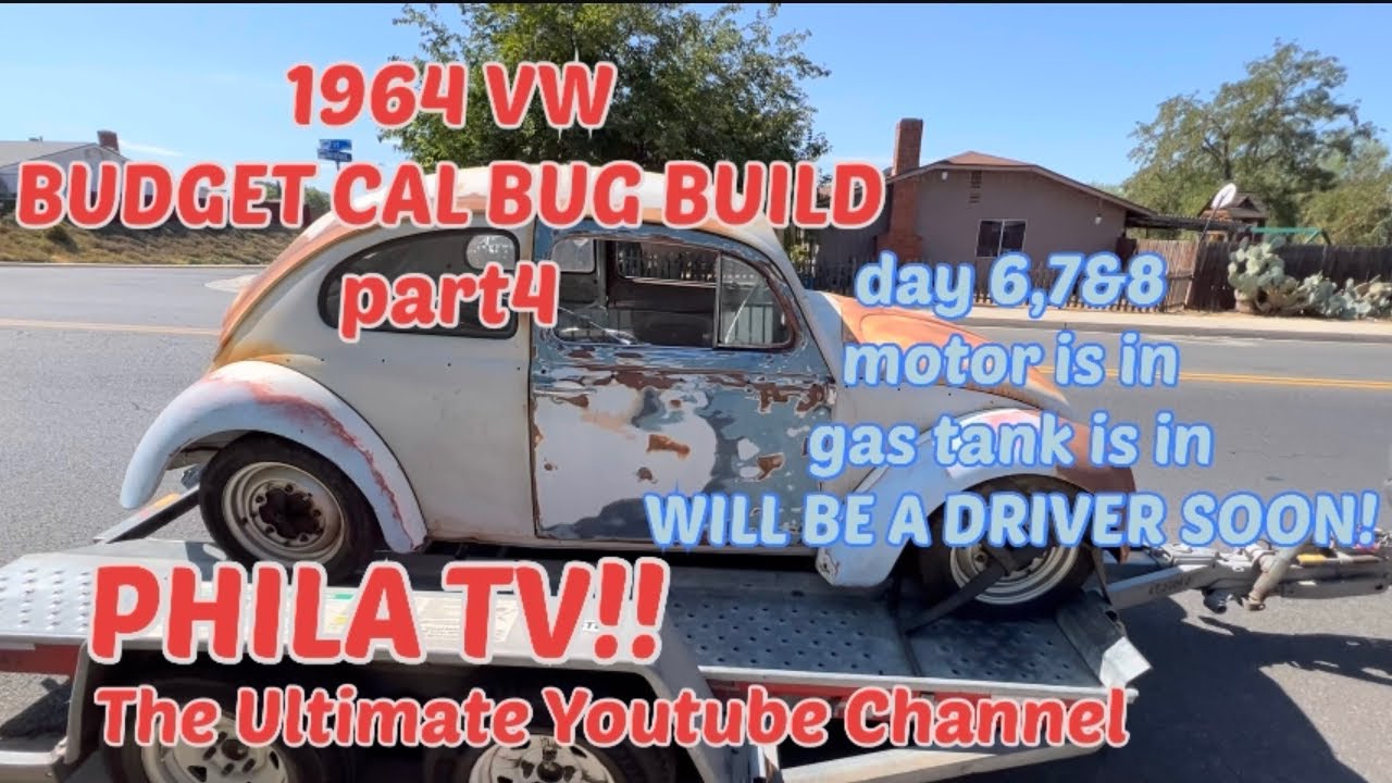BUDGET CAL BUG BUILD part4 day 6&7 64 VW BUG RESCUE MOTOR IS IN ...