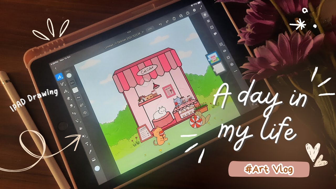 COZY ART VLOG / My first IPad Drawing 🍂 #ipaddrawing #art # ...