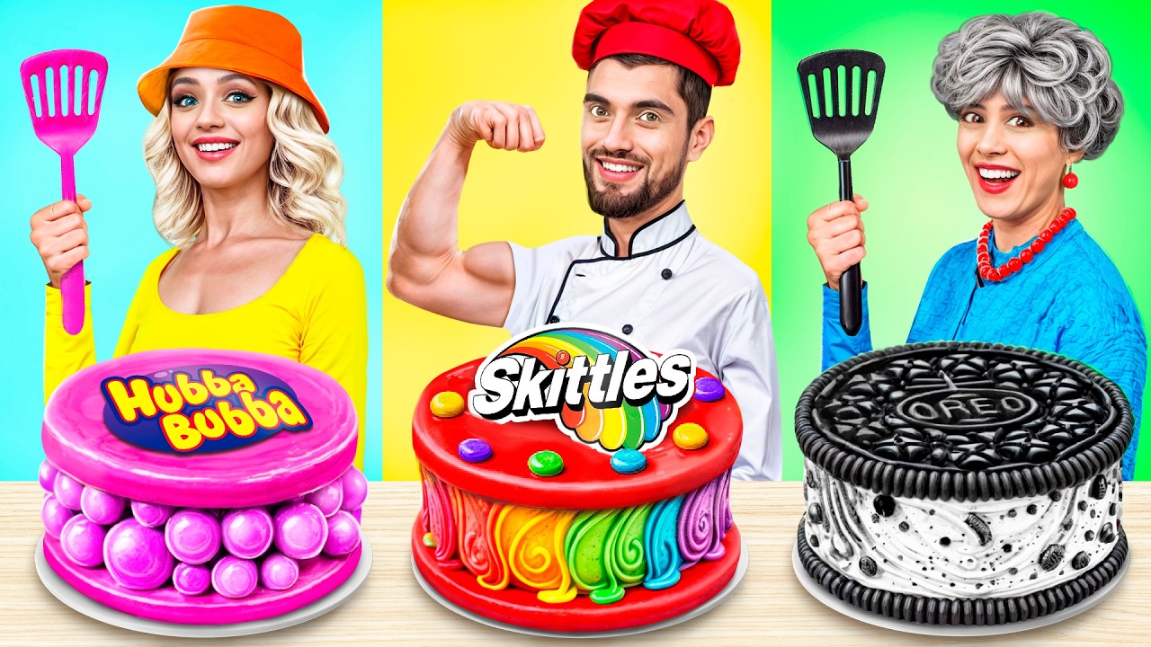 Me vs Grandma Vs Chef Cooking Challenge! Cake Decorating Funny ...