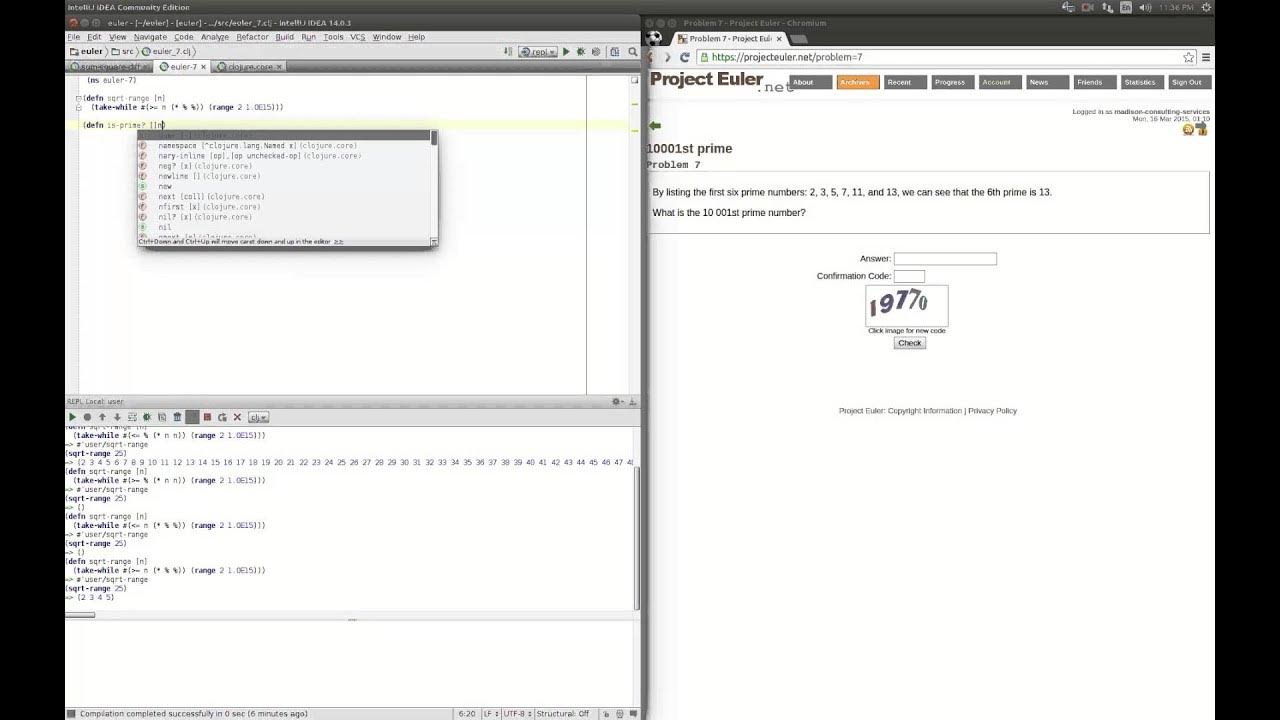 Project Euler Problem 7 100001st Prime Solved In Clojure Youtube