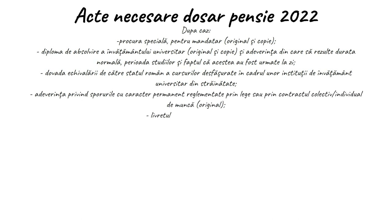 Acte necesare la depunerea dosarului de pensionare - YouTube