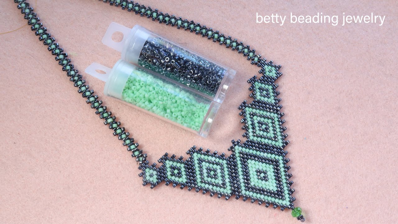 Rhombus in Rhombus beaded necklace easy and elegant tutorial.how to ...
