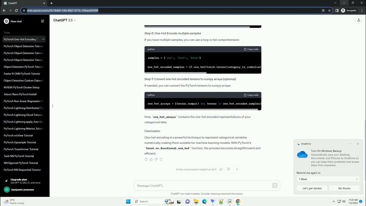 one hot encoding in pytorch - YouTube