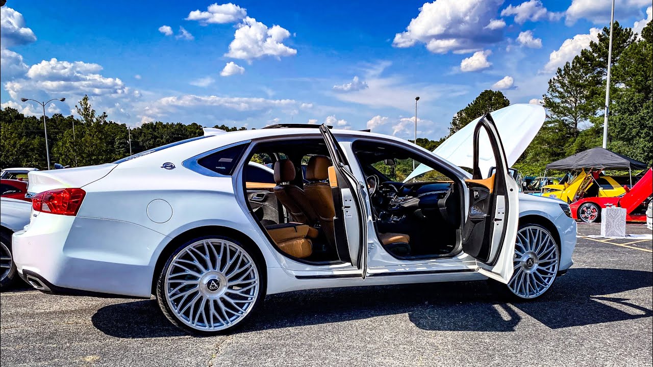 Impala on 24s Brushed Azad Wheels AZ717 with floating cap - YouTube