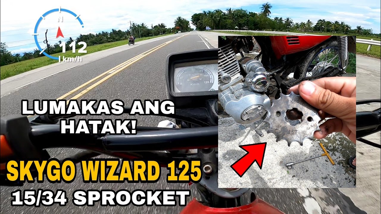 Top speed skygo wizard 125 | 15/34 sprocket combination - YouTube