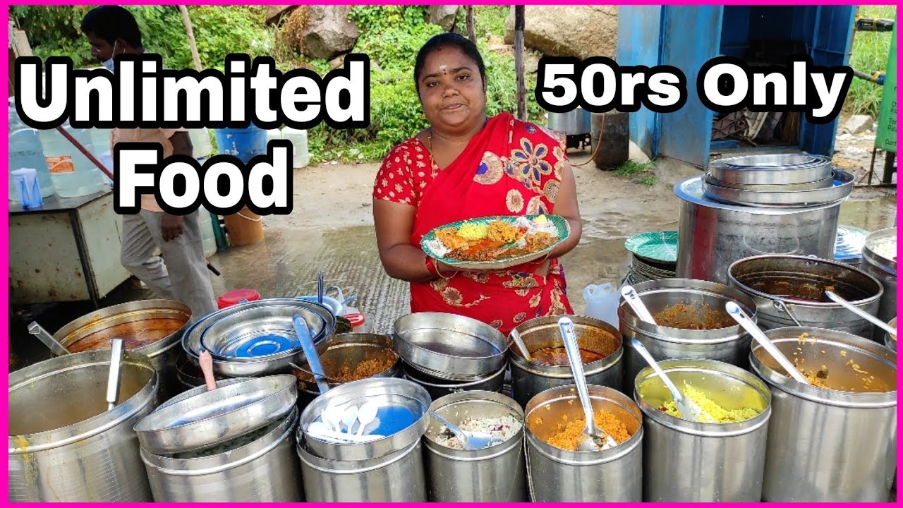 Hardworking Lady Selling Unlimited Food | Babji meal | Hyderabad Street ...