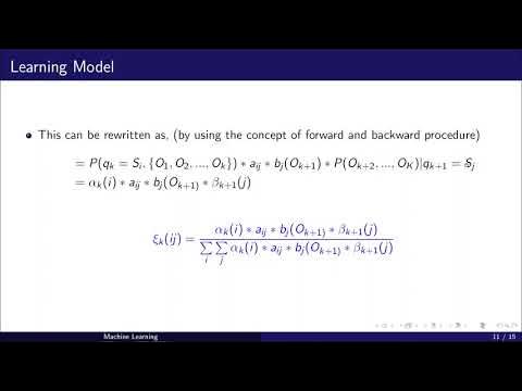 Three Basic Problems of HMM Learning Problem - YouTube