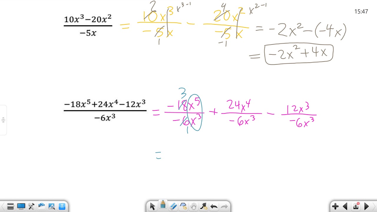 Dividing Polynomials Dividing by a Monomial - YouTube