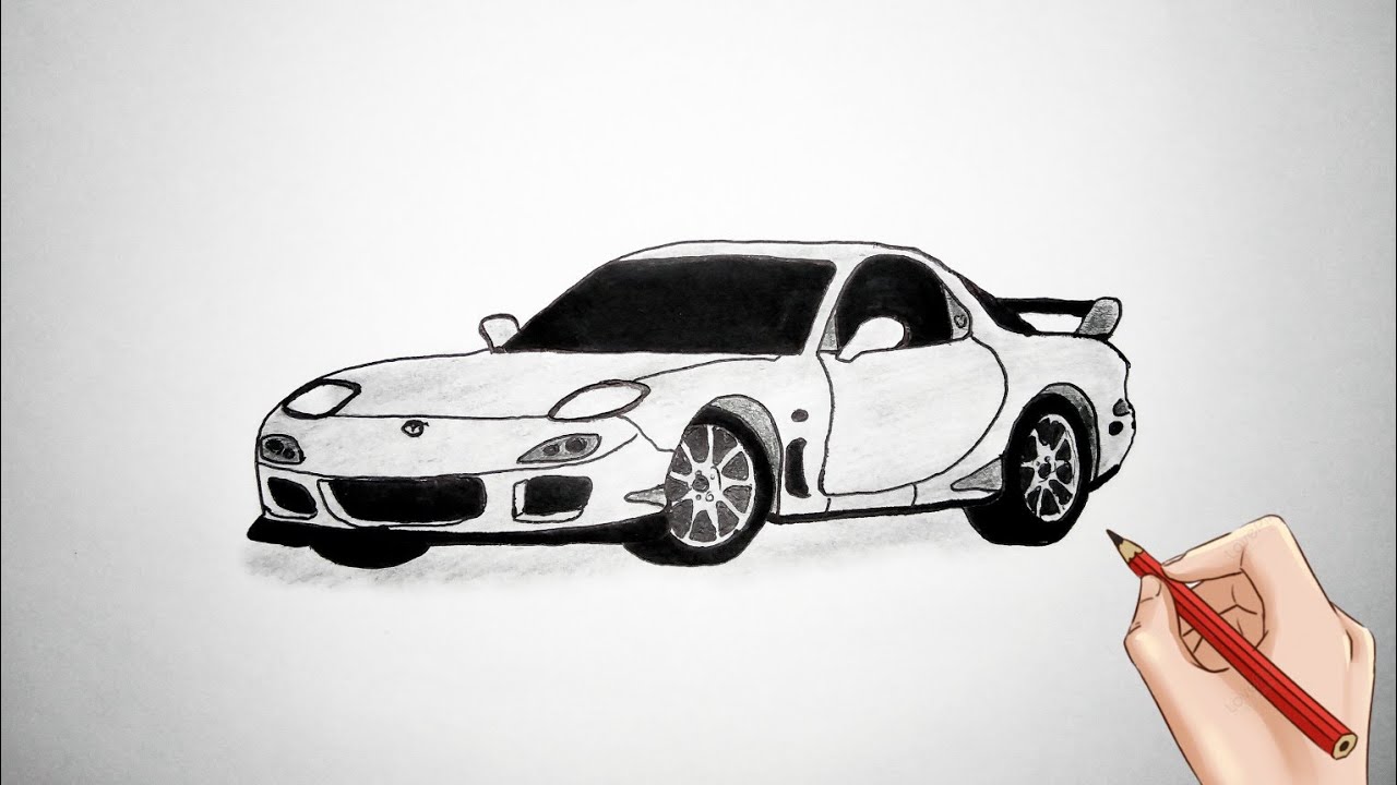 How To Draw a Mazda RX-7 | Drawing Mazda RX-7 step by step - YouTube