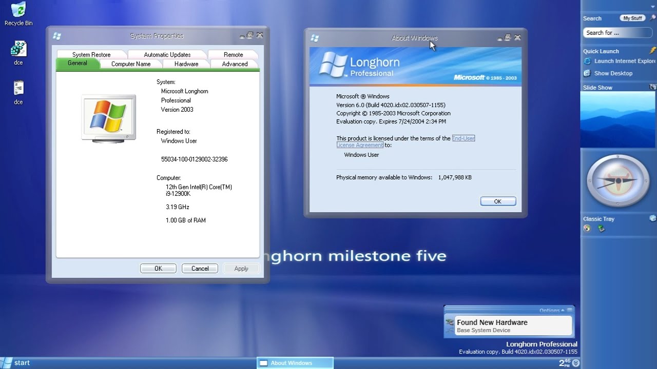 Microsoft Longhorn Build 4020 - YouTube