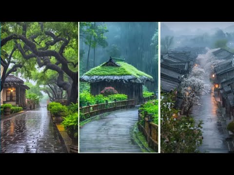 Beautiful View Of Rain Places 🌧[Relaxing Rain Sound 🌿[ peaceful Rain ...